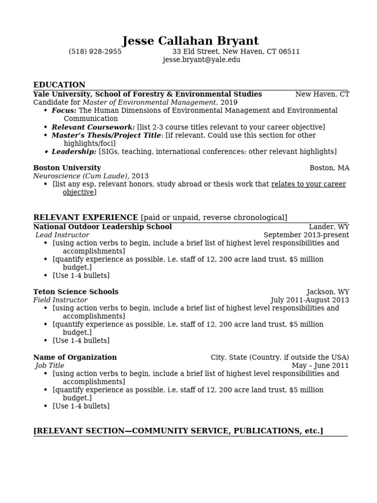 2016 FES Resume Template | PDF