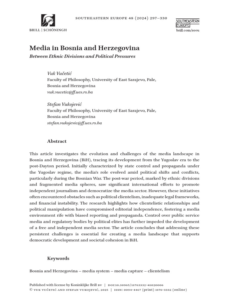 Southeastern Europe (48) 2024 - Media in Bosnia and Herzegovina | PDF ...