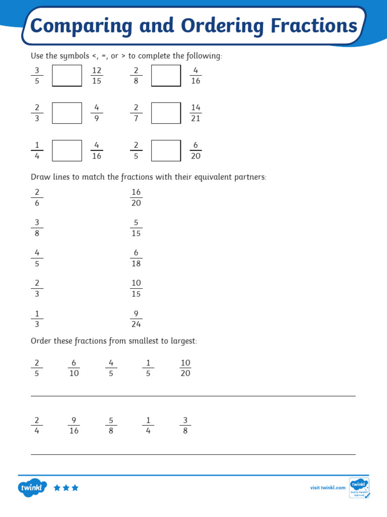 Comparing and Ordering Fractions Guide | PDF