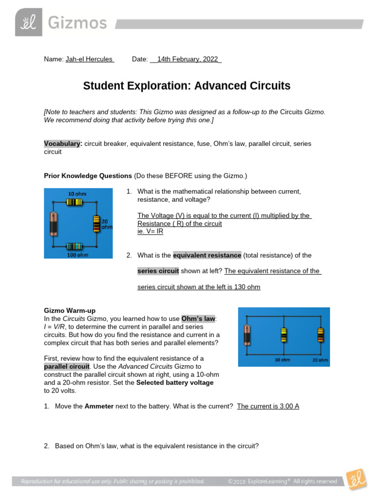 Advanced Circuits Activity Guide | PDF | Series And Parallel Circuits ...