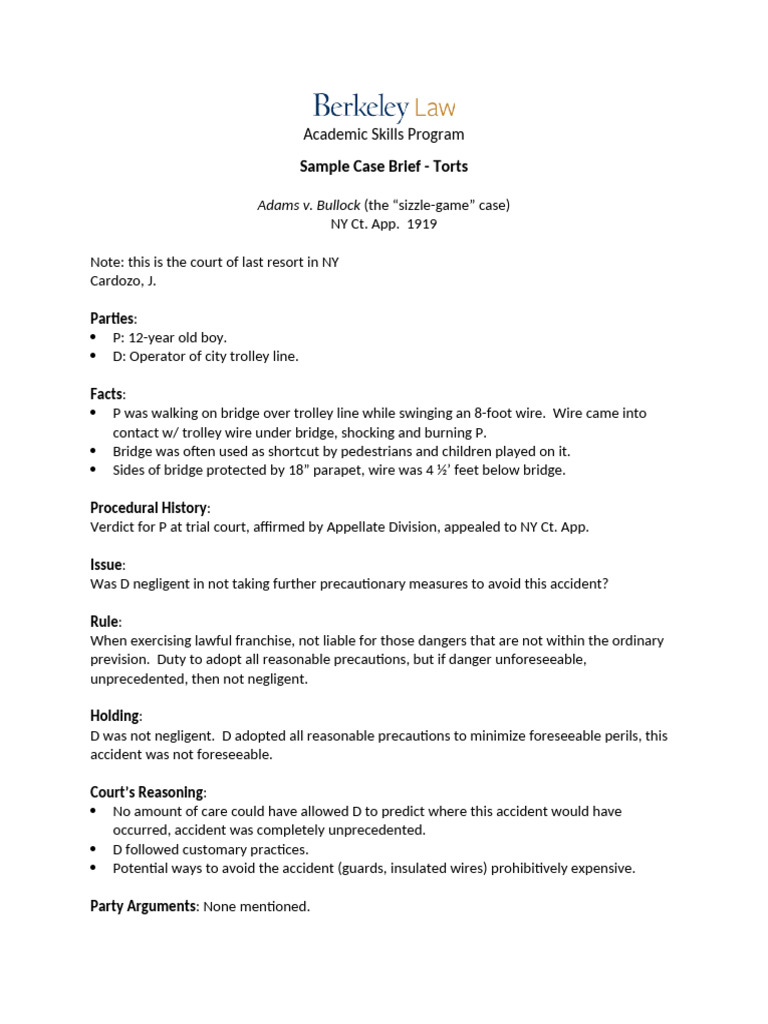 Sample-Case-Brief-Torts | PDF