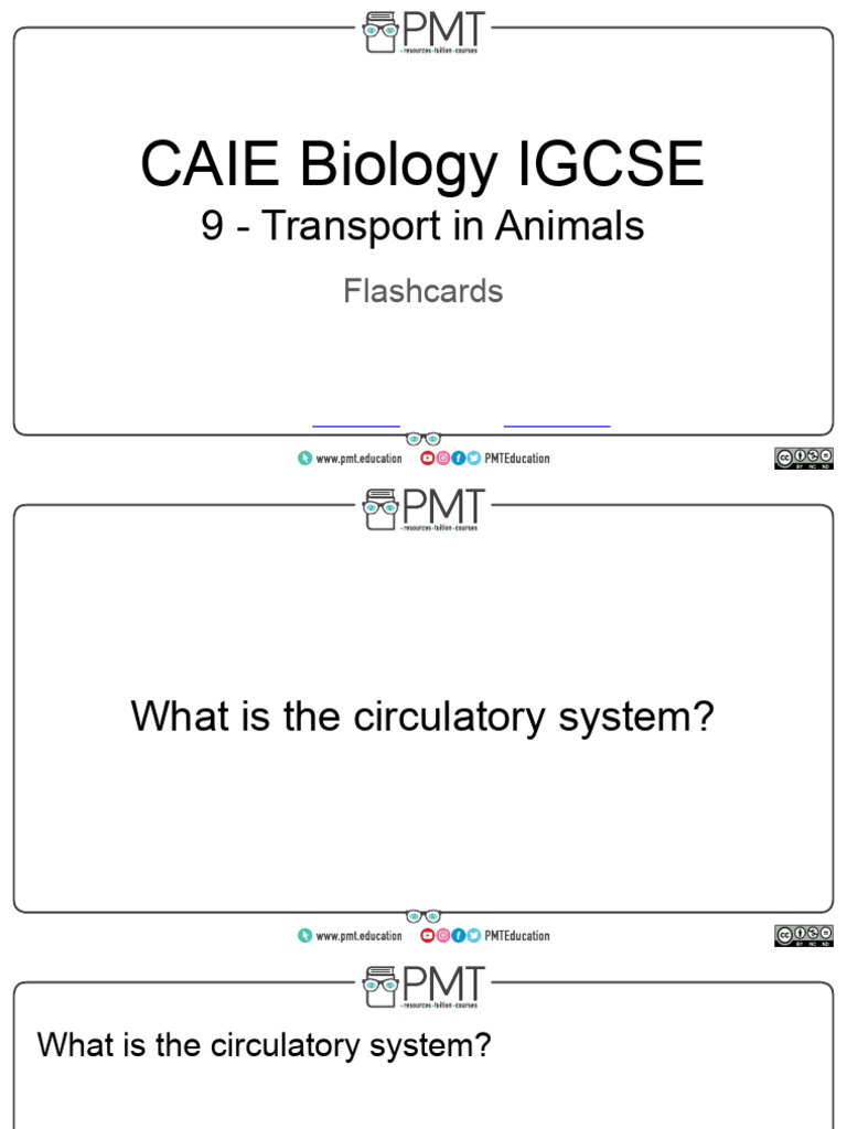 Flashcards - Topic 9 Transport in Animals - CAIE Biology IGCSE | PDF ...