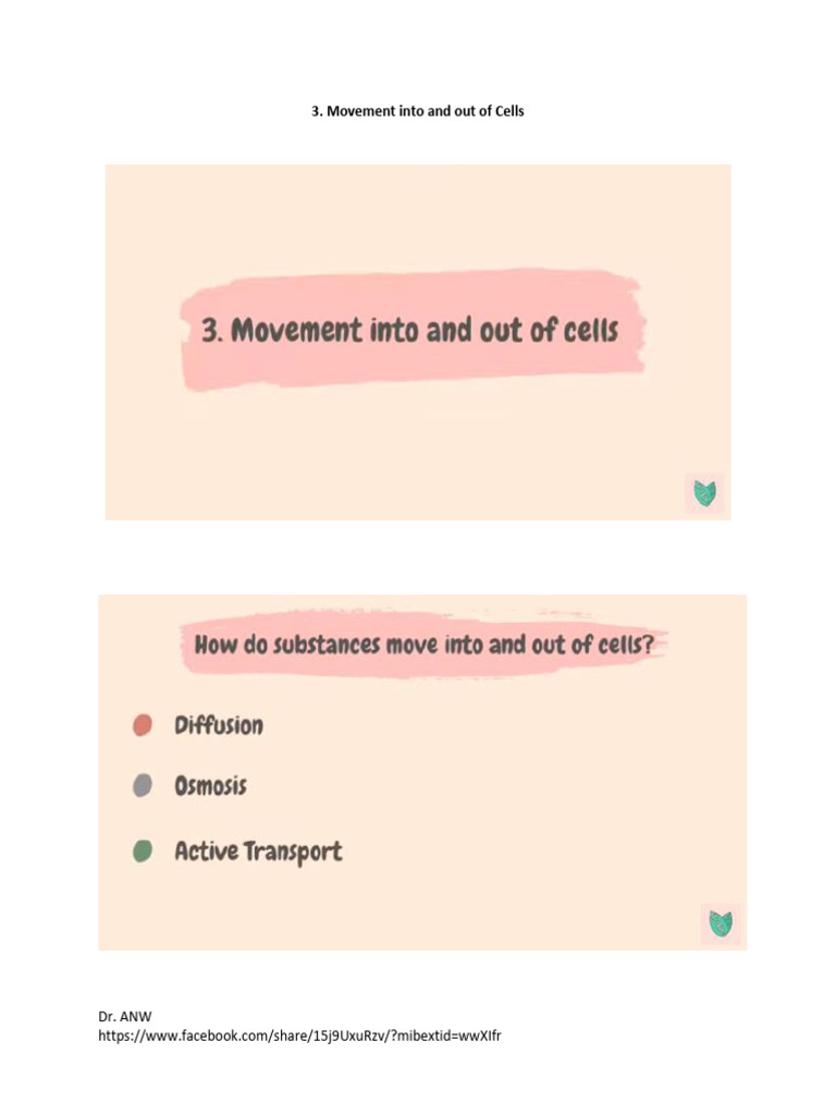 Movement Into and Out of Cells With MCQ | PDF | Osmosis | Diffusion