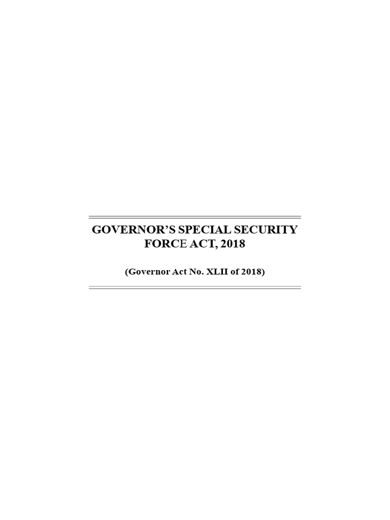 Governor's Special Security Force Act, 2018 | PDF | Justice | Crime ...