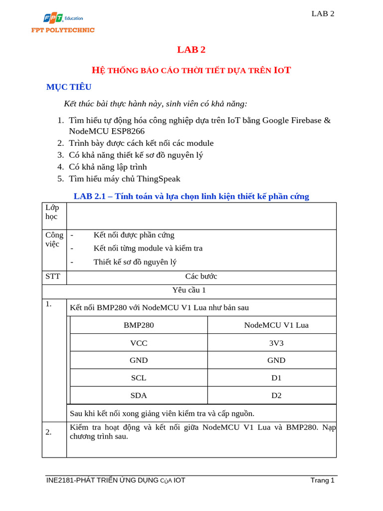LAB 2 H I T: Kết thúc bài thực hành này, sinh viên có khả năng | PDF