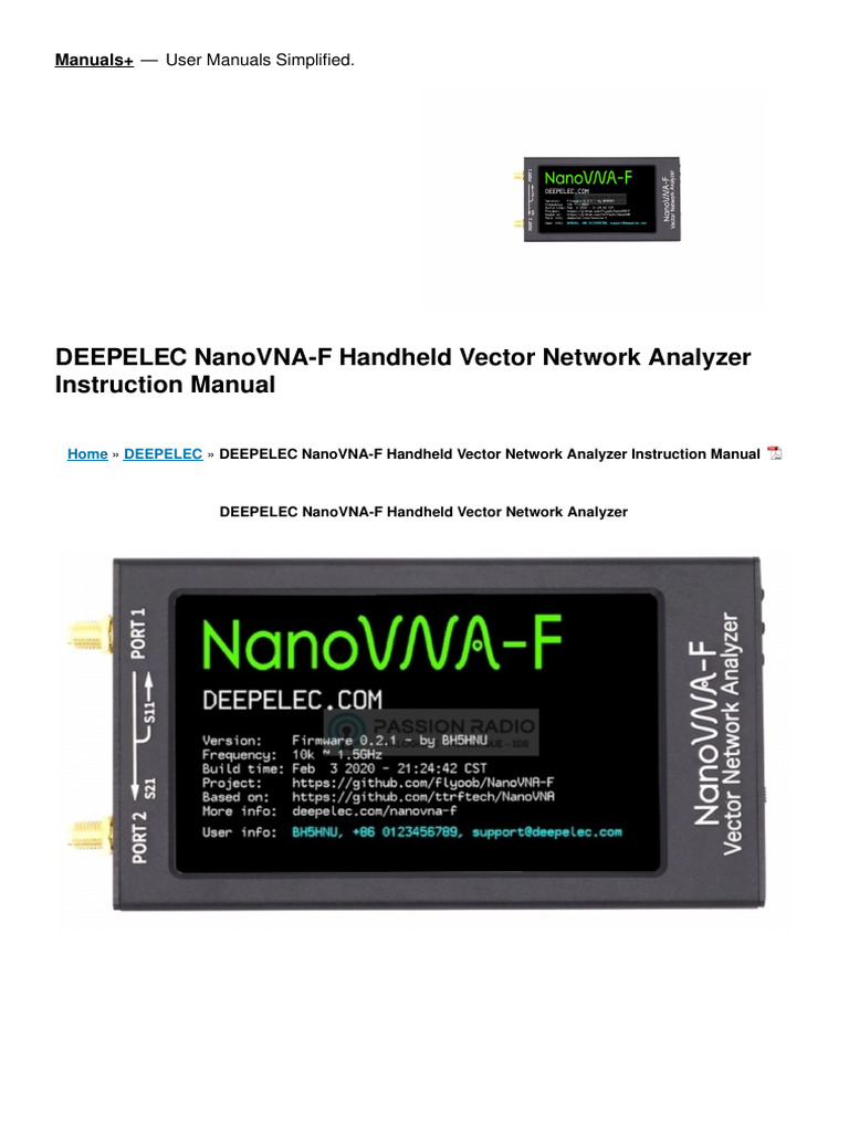 Nanovna F Handheld Vector Network Analyzer Manual | PDF | Calibration ...