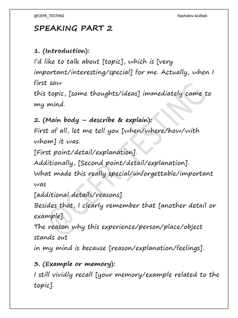 Speaking Part 2 | PDF