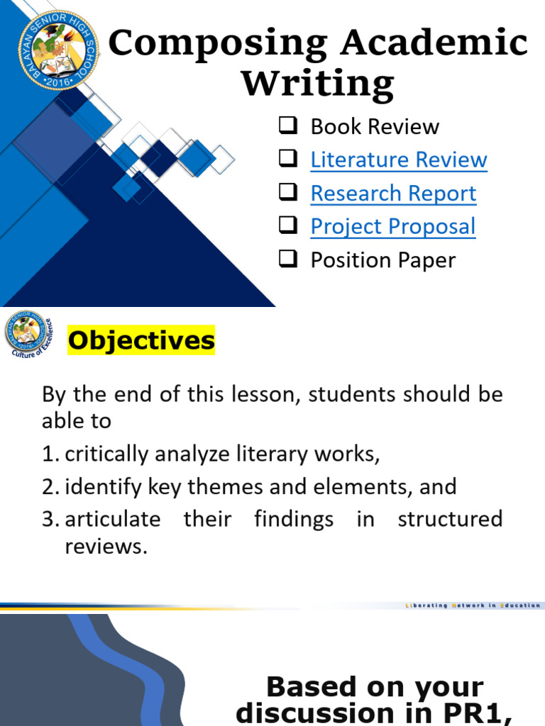 Q4 L3 - RWS Composing Academic Writing - Book and Literature Review ...