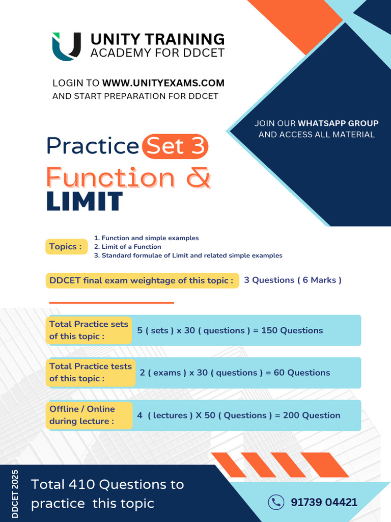 Function and Limit 3 Unsolved | PDF | Function (Mathematics) | Elementary Mathematics