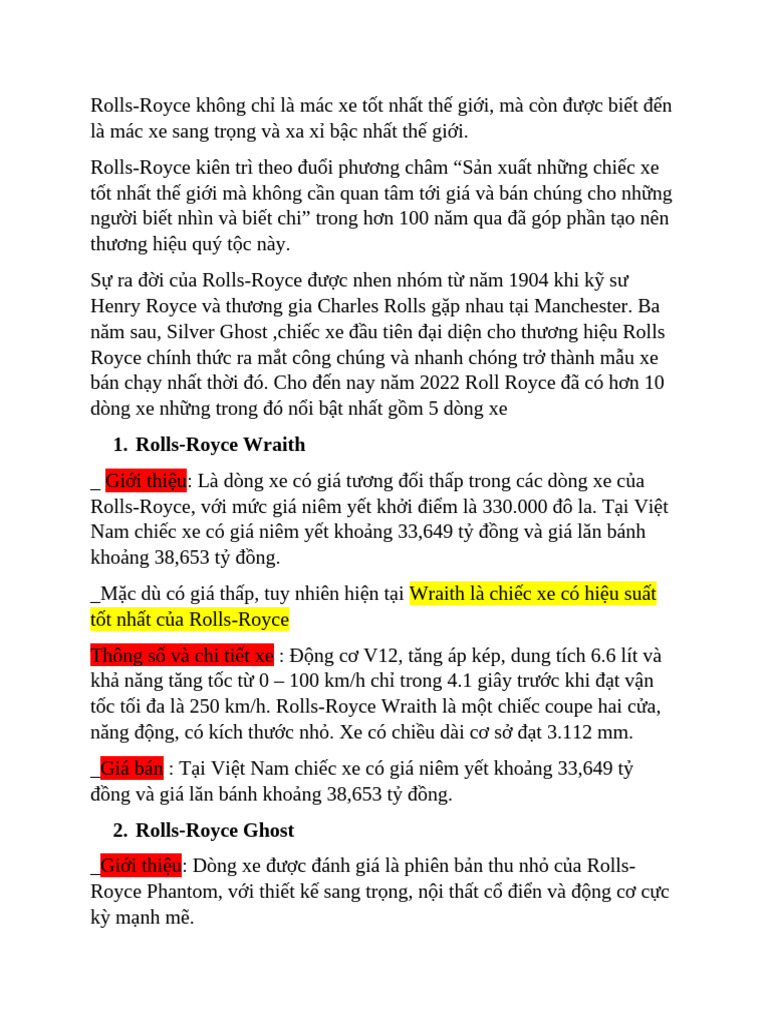 Các loại xe roll | PDF