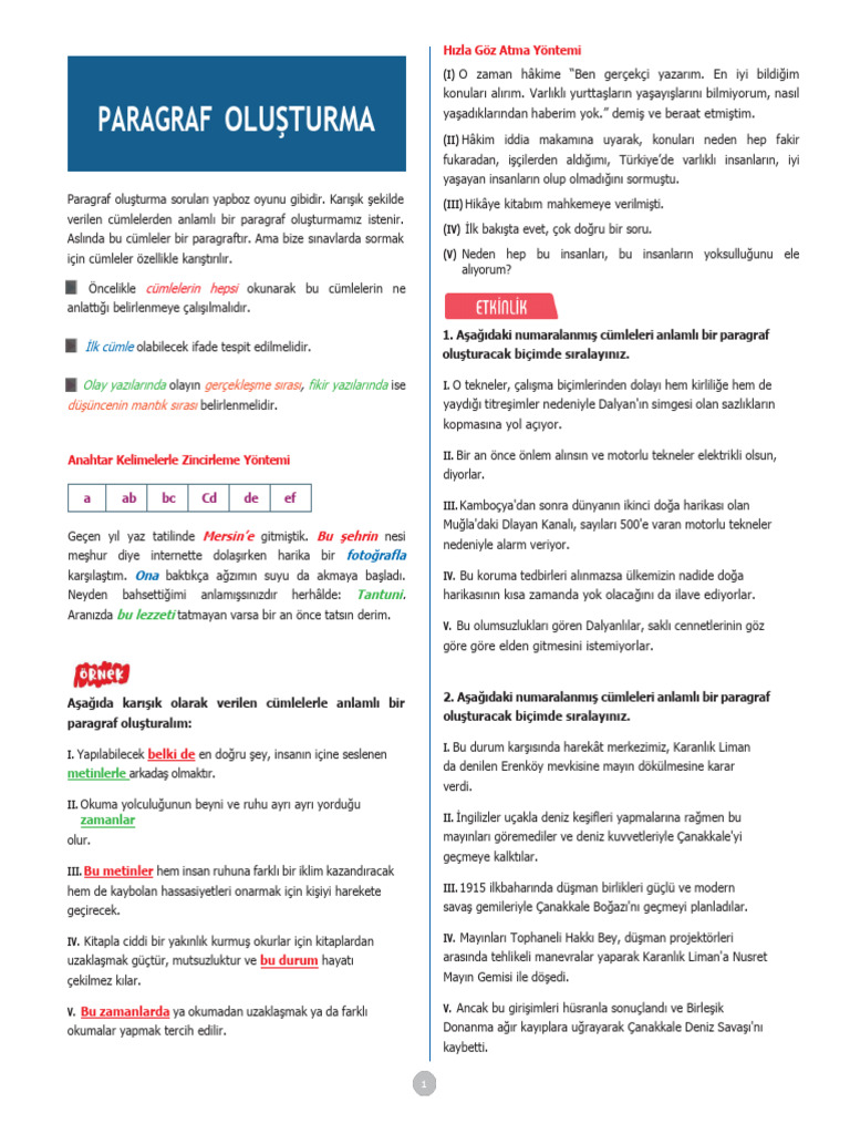 Paragraf-Olusturma-Siralama 1 | PDF