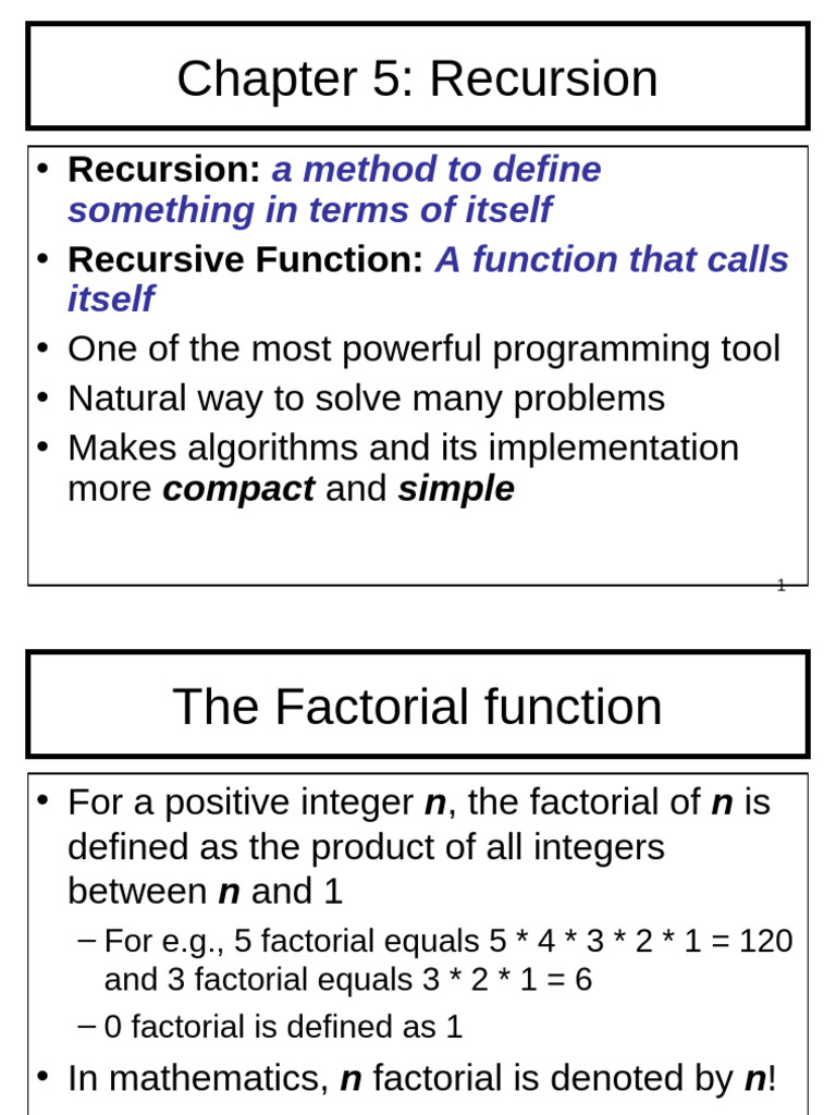 Chapter-5-Recursion_d468496e-4689-4f09-ace1-81dd2d2a5306 | PDF | Function (Mathematics) | Recursion