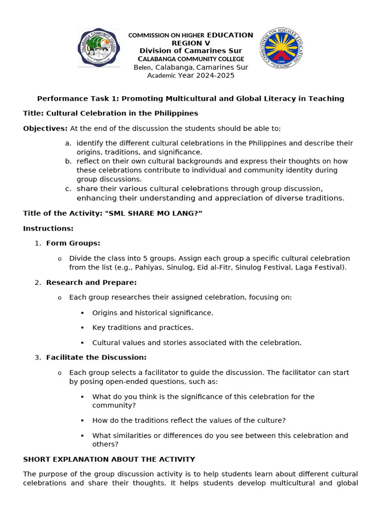 CULTURAL CELEBRATIONS | PDF | Learning | Human Communication