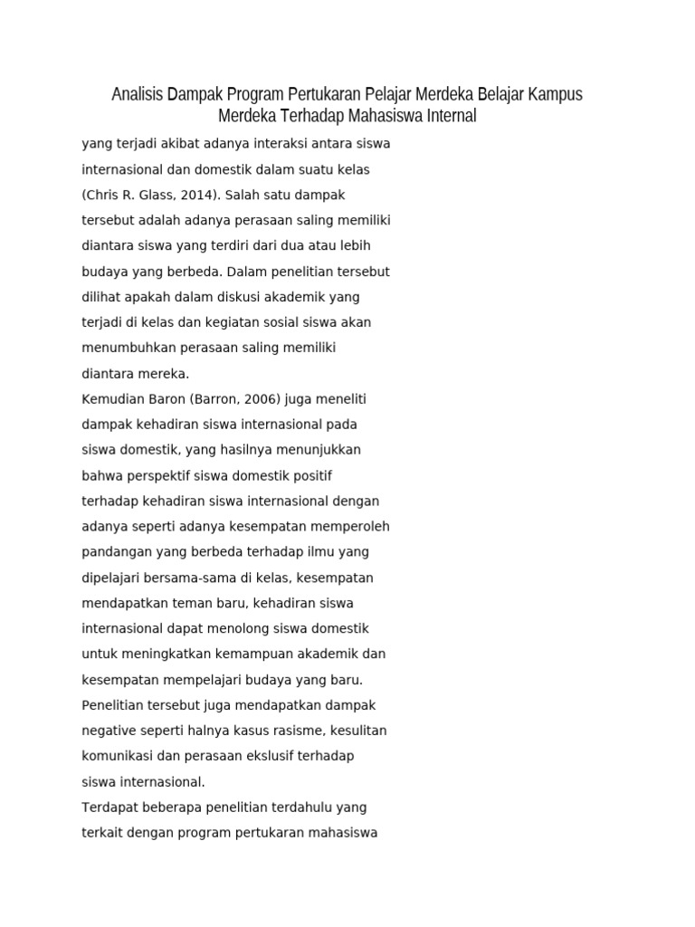 Analisis Dampak Program Pertukaran Pelajar Merdeka Belajar Kampus ...
