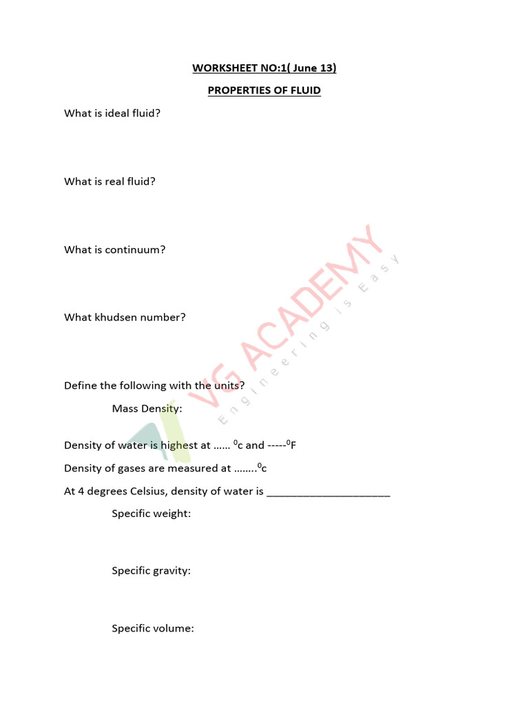 FM Subject Worksheet PDF | PDF | Fluid Dynamics | Turbulence