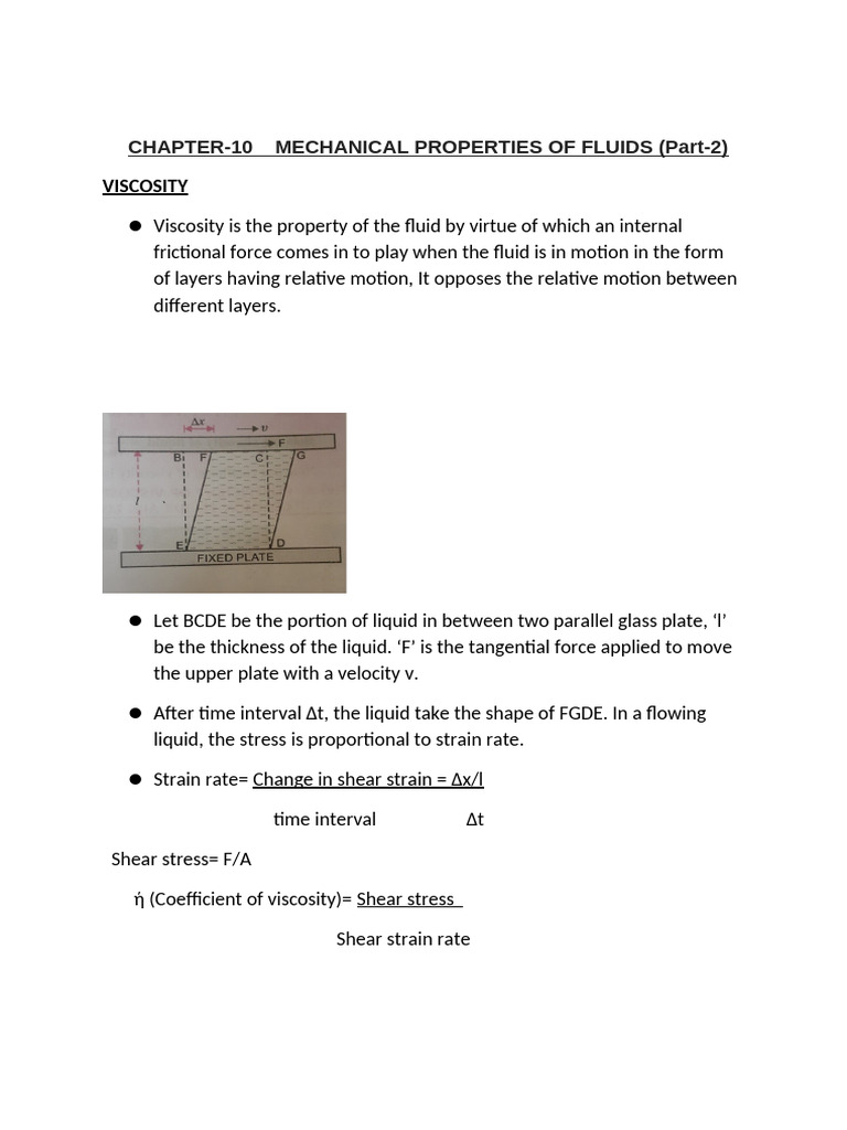 Viscosity and Surface Tension in Fluids | PDF | Surface Tension | Shear ...