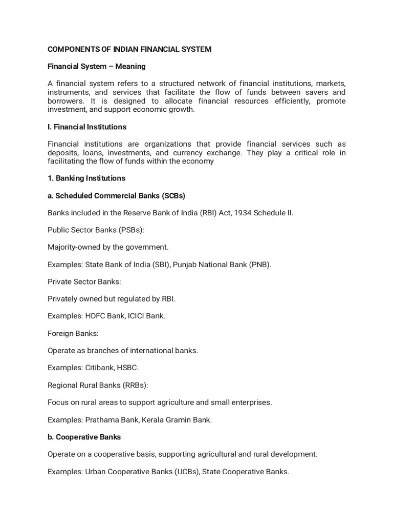 Components of Indian Financial System Financial System - Meaning | PDF ...