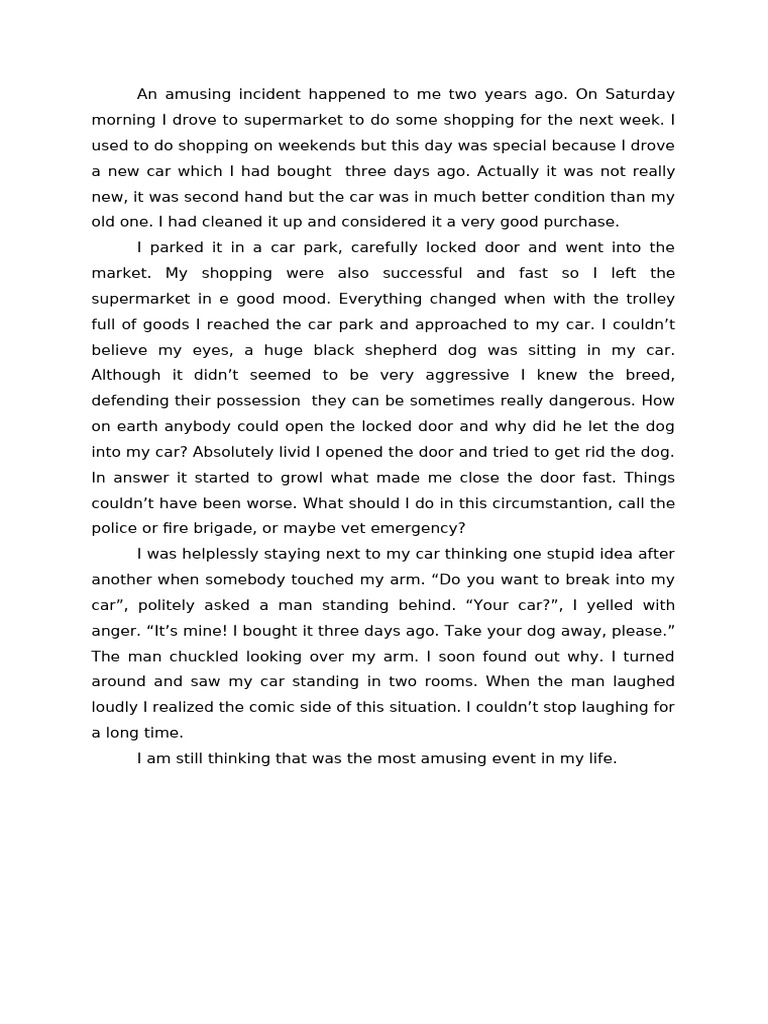 An Amusing Incident Happened To Me Two Years Ago | PDF