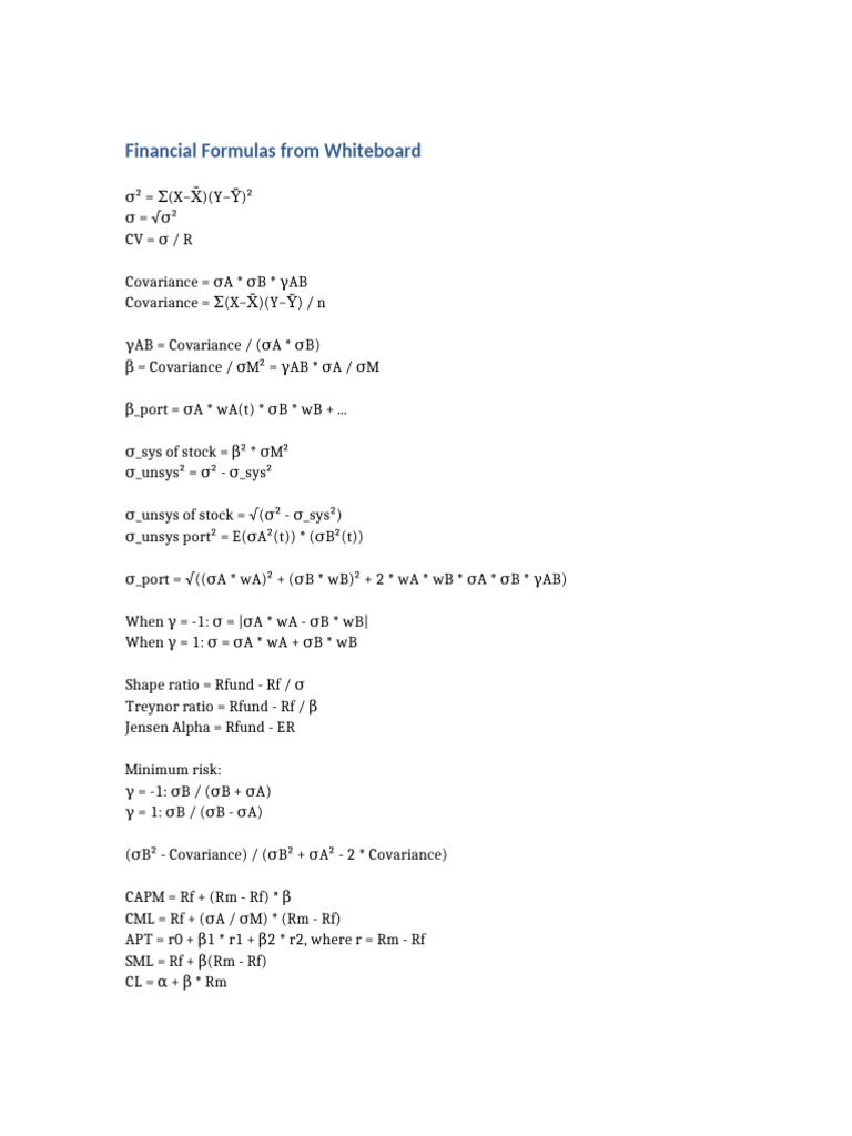 Financial Formulas | PDF