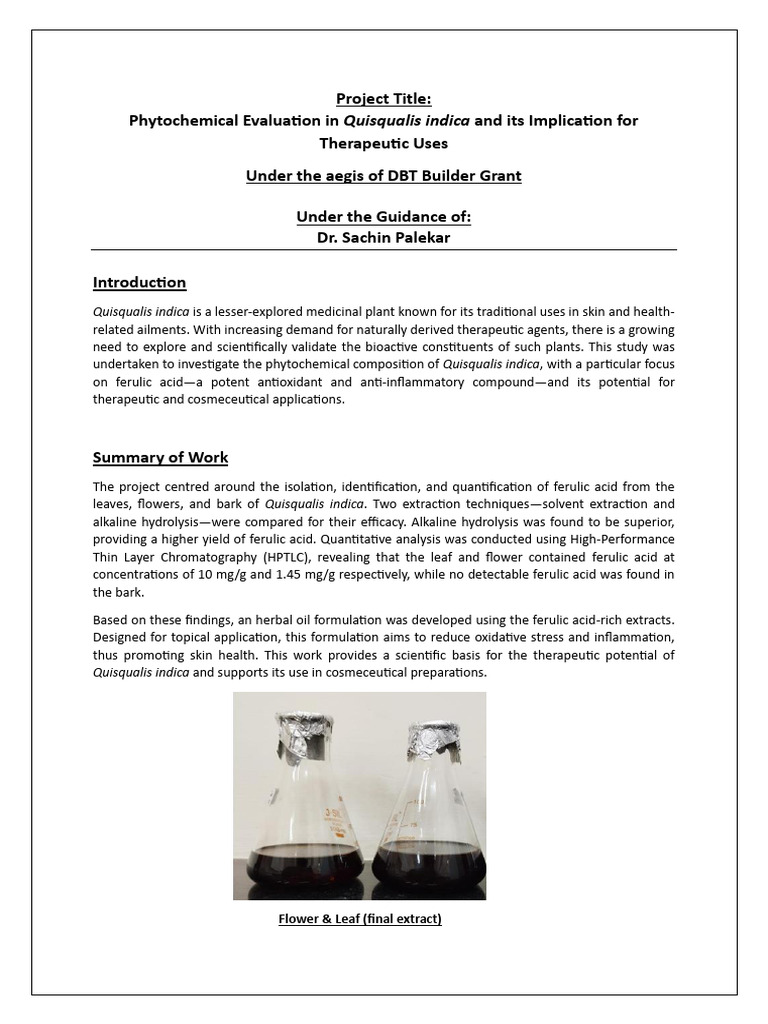 Msc II Grp 1 Project DBT (2) | PDF | Thin Layer Chromatography