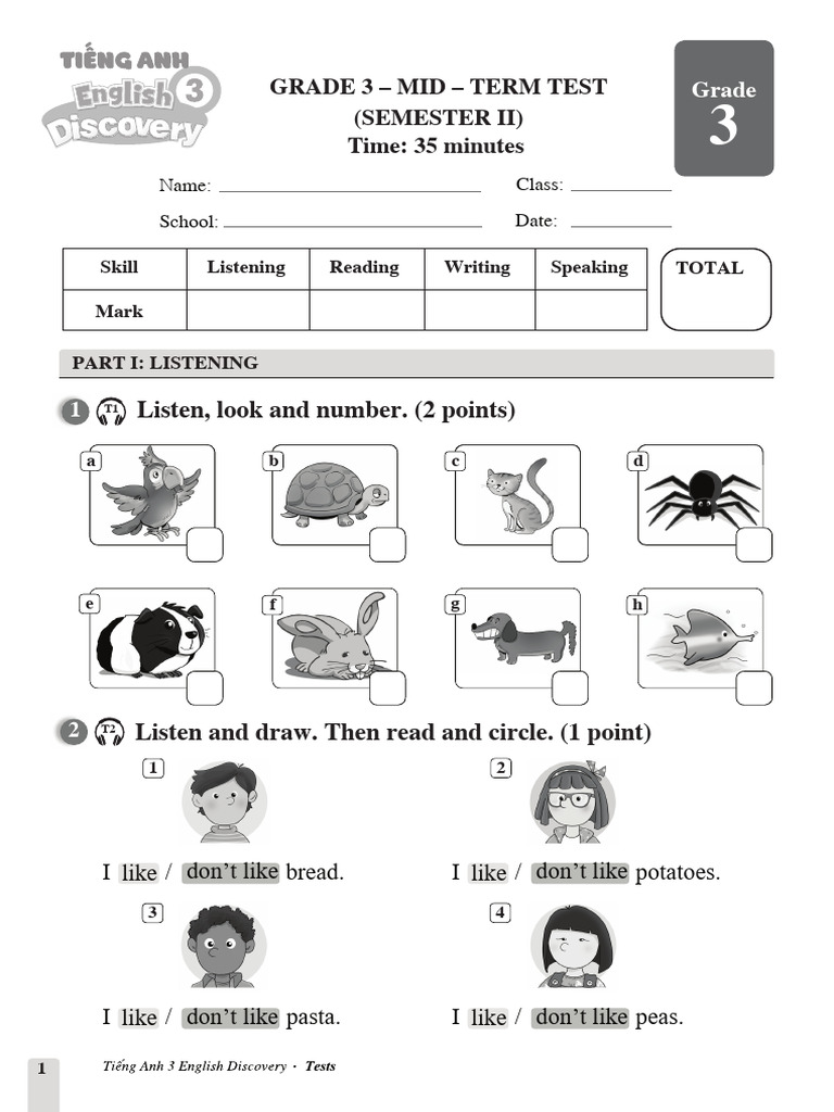 Grade 3 - Mid-Term Test (Semester Ii) | PDF