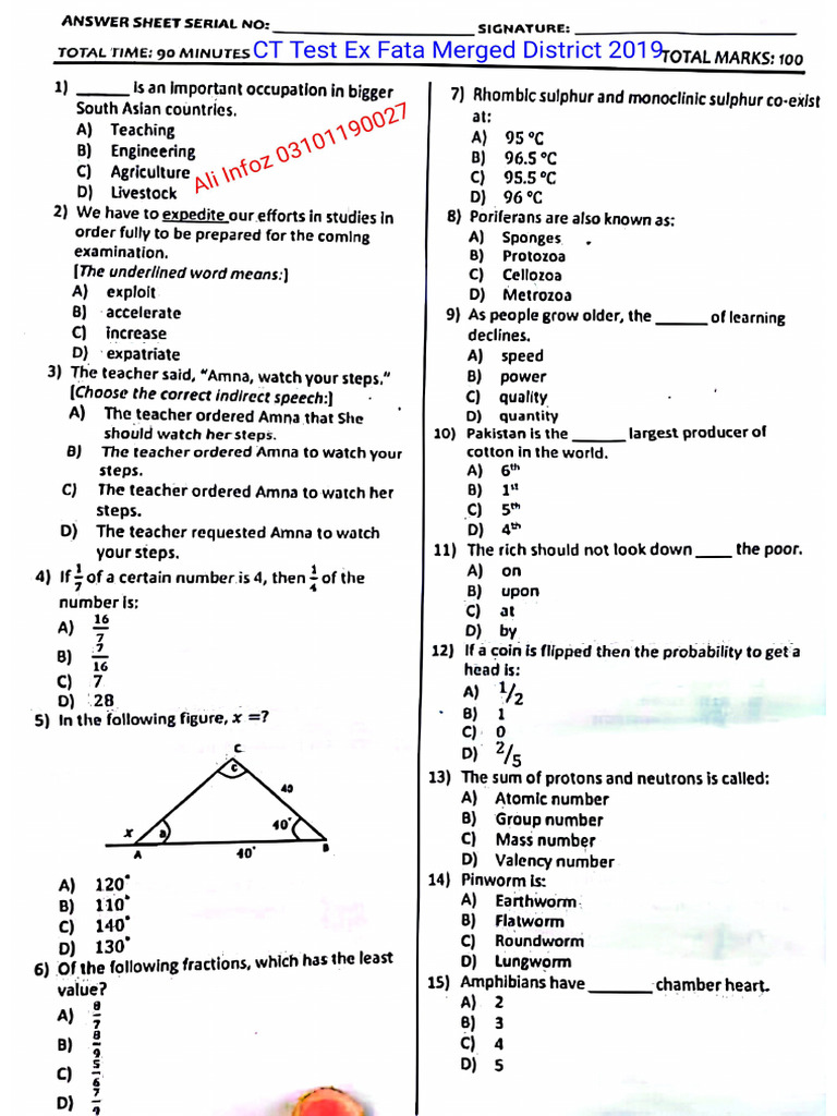 ETEA CT All Previous Papers - Arsalan Khan | PDF