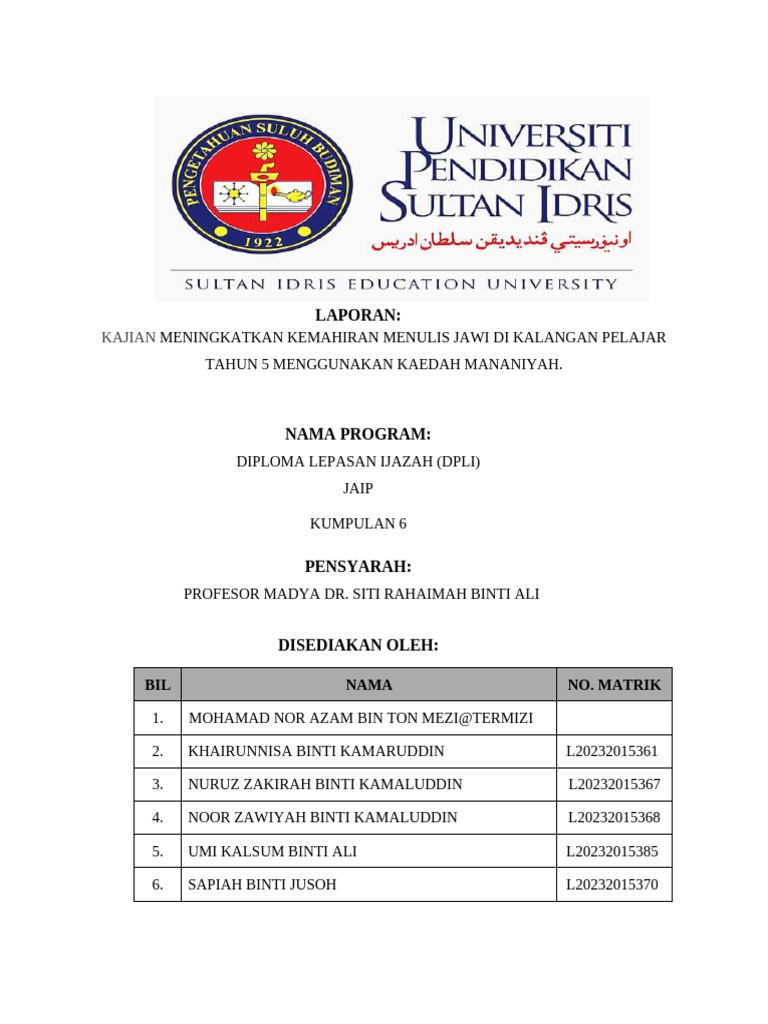 Laporan Kajian Tindakan Kump 6 - Edit | PDF