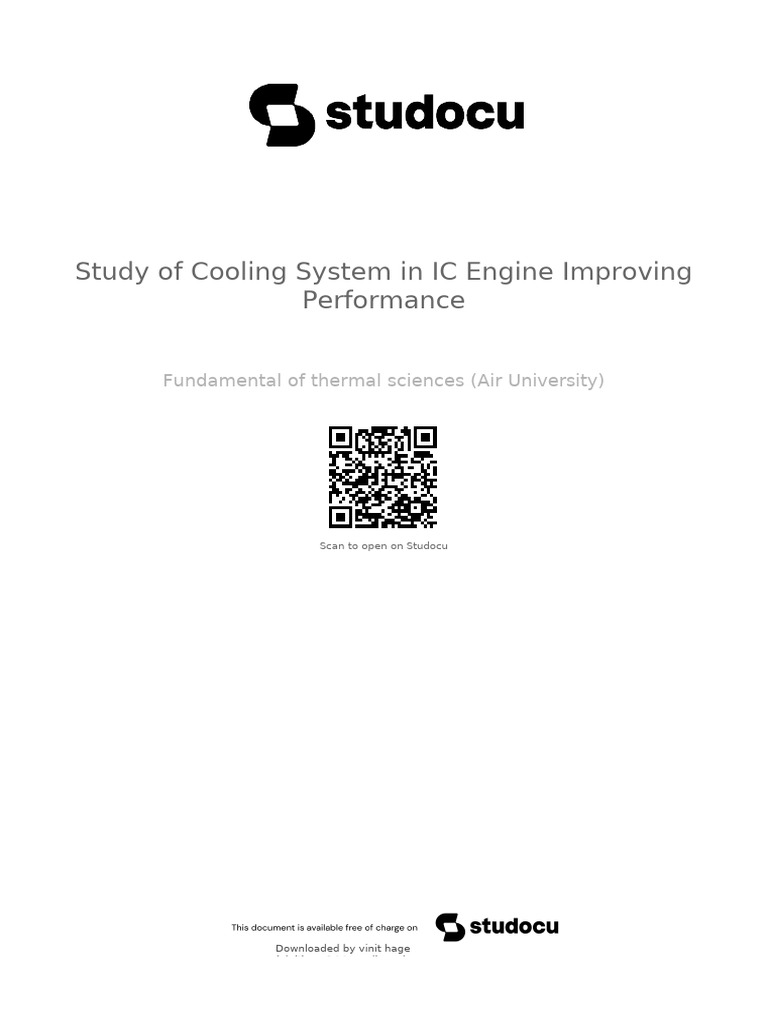Study of Cooling System in Ic Engine Improving Performance | PDF ...