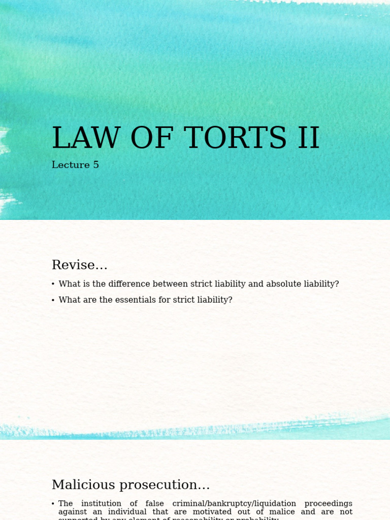 Elements of Malicious Prosecution | PDF | Damages | Malicious Prosecution