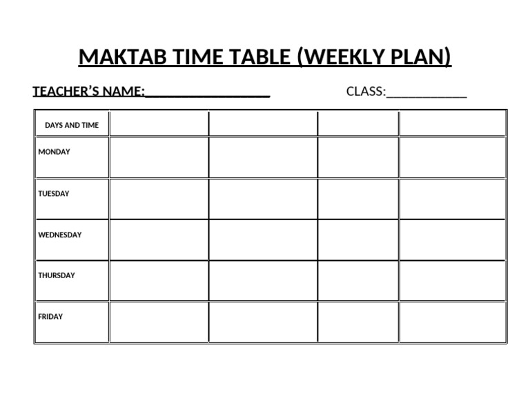 Weekly Plan | PDF