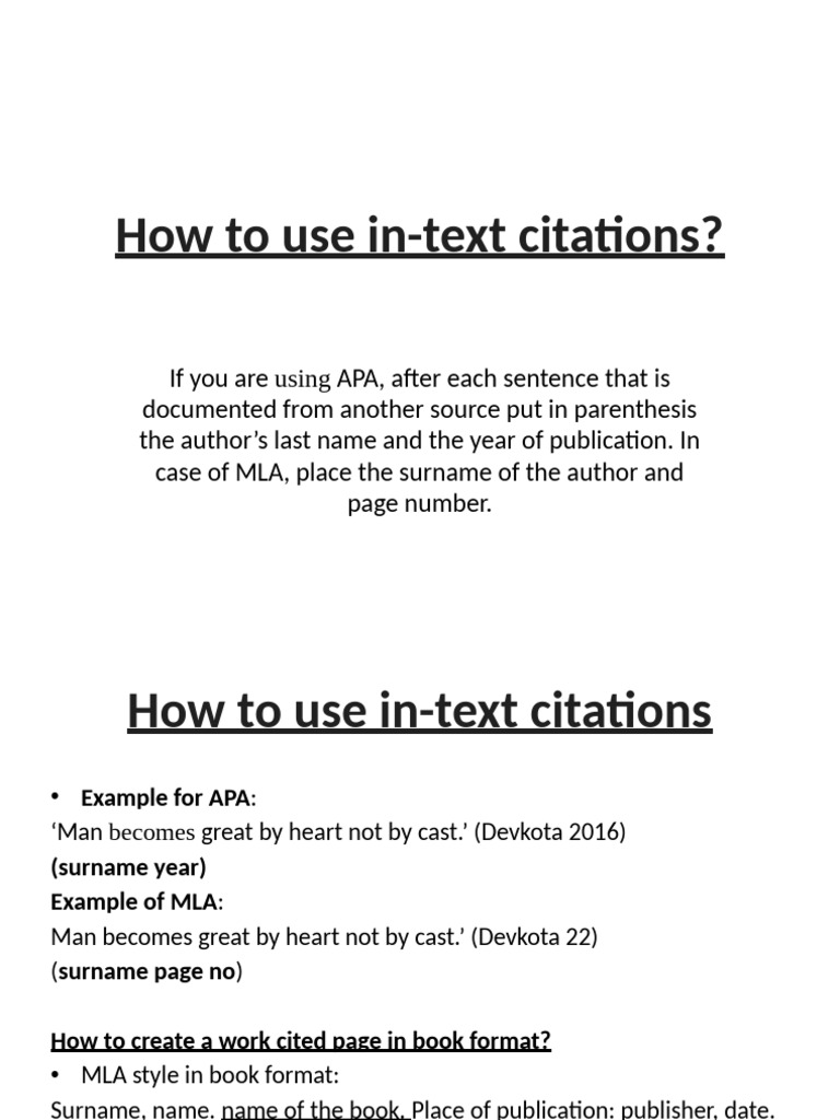 How to use in-text citations | PDF | Citation | Apa Style