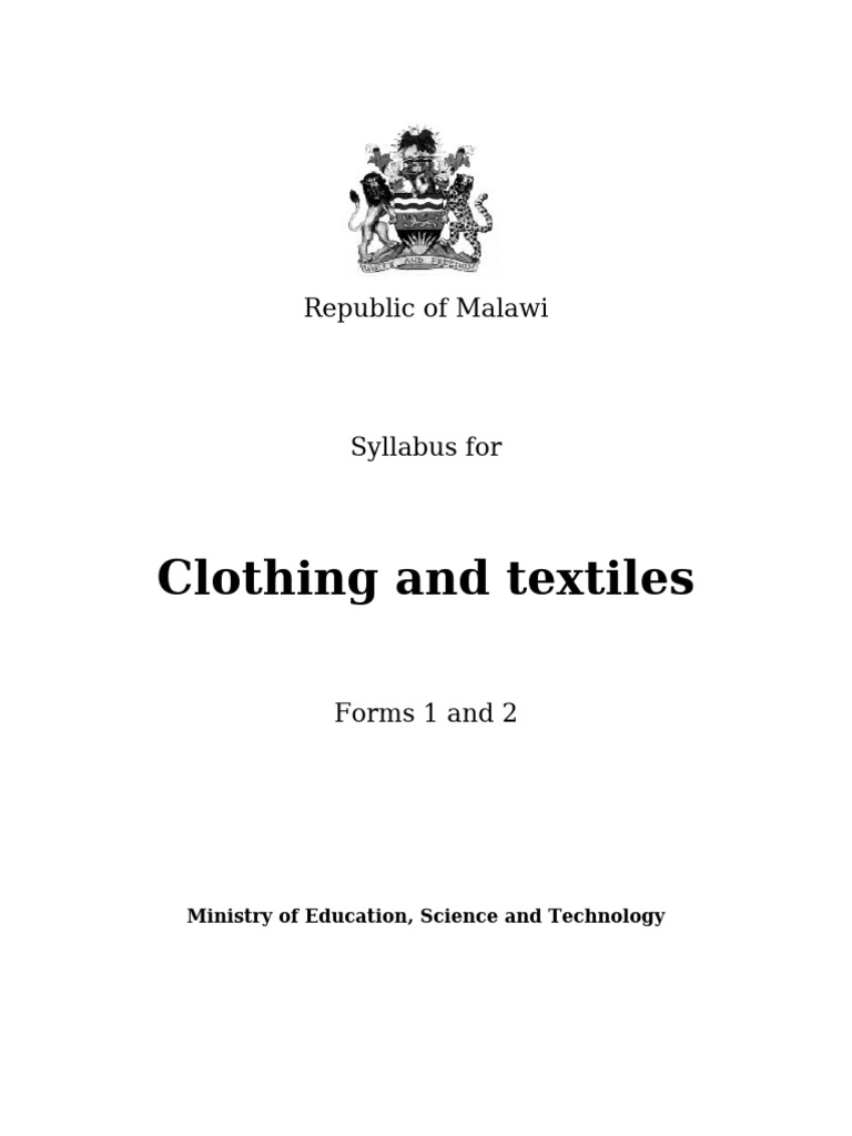Clothing Syllabus Forms 1-2 | PDF | Textiles | Sewing
