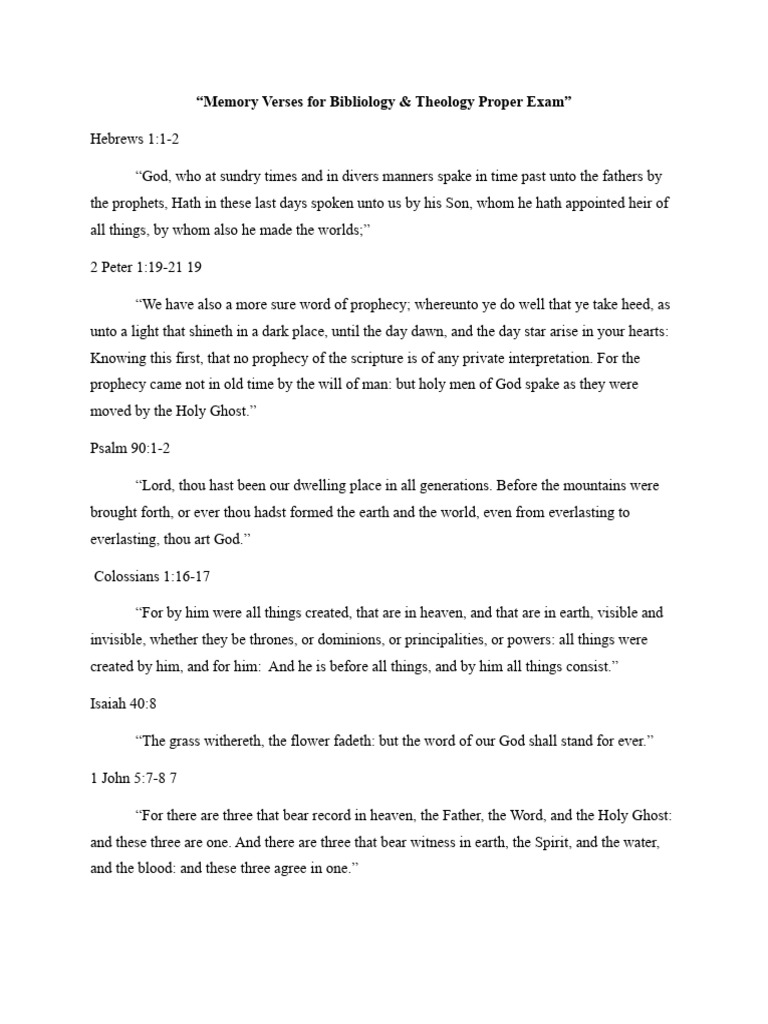Memory Verses For Exam | PDF