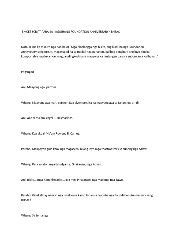 EMCEE SCRIPT PA-WPS Office | PDF