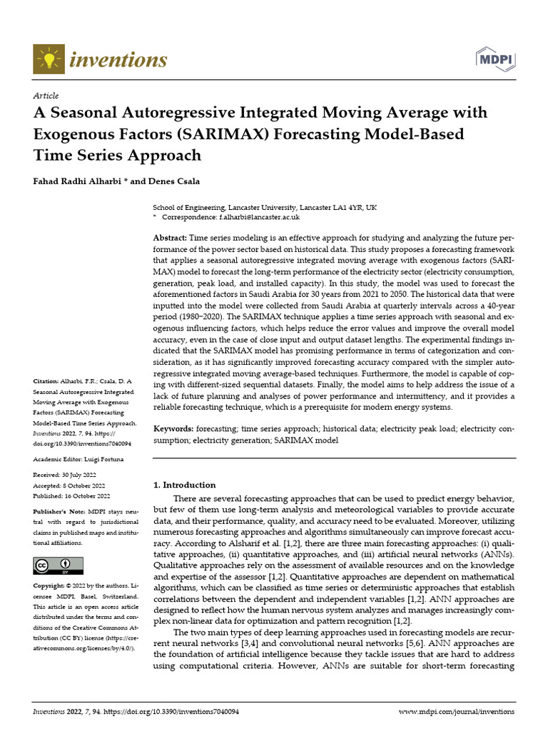 A Seasonal Autoregressive Integrated Moving Averag | PDF | Autoregressive Integrated Moving ...