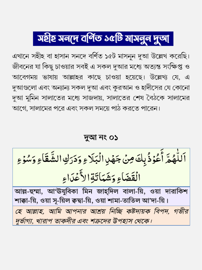 15 Masnun Dua | PDF