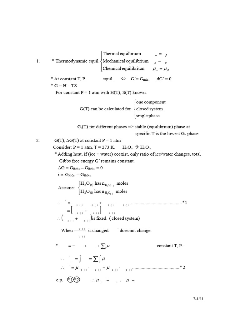 【黃倉秀教授材料熱力學1講義】CH07 Phase Equilibrium in One Component System | PDF | Phase (Matter) | Gibbs ...