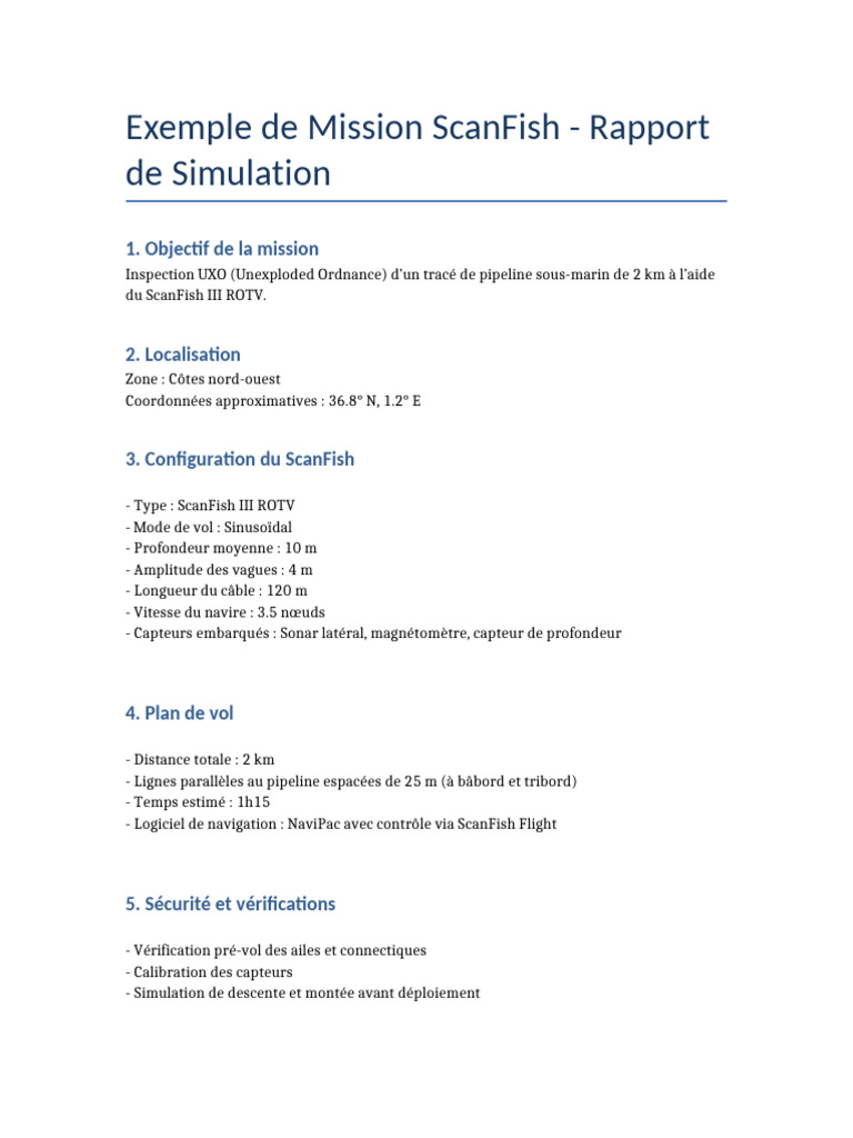 Rapport de mission ScanFish UXO 2 km | PDF