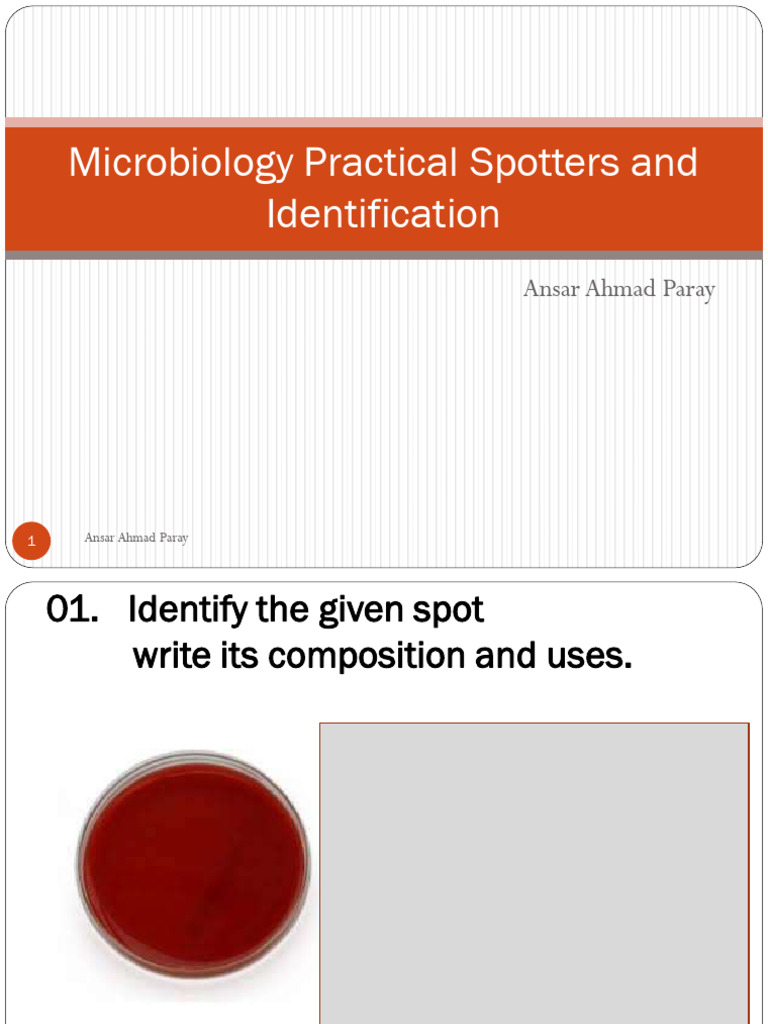 Spotting in Microbiology... Ansar Ah Paray | PDF | Sterilization (Microbiology) | Elisa