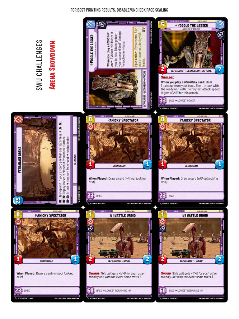 SWU Challenges - Arena Showdown | PDF