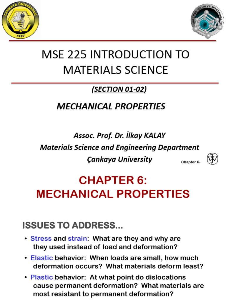 Chapter 6 Mechanical Properties of Metals - I | PDF | Deformation (Engineering) | Young's Modulus