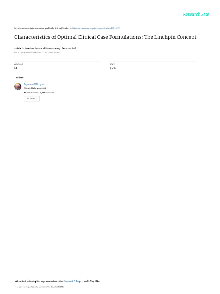 Characteristics of Optimal Clinical Case Formulations: The Linchpin ...