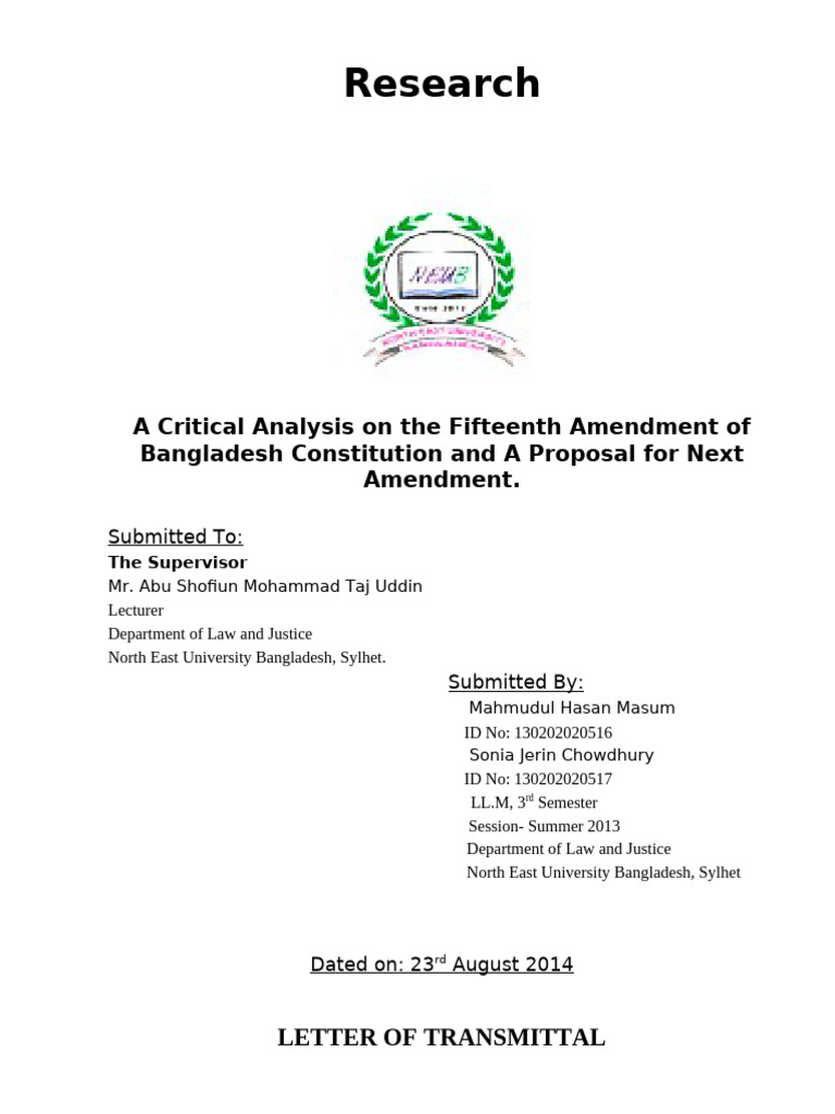 A Critical Analysis On The Fifteenth Ame | PDF | Constitution ...