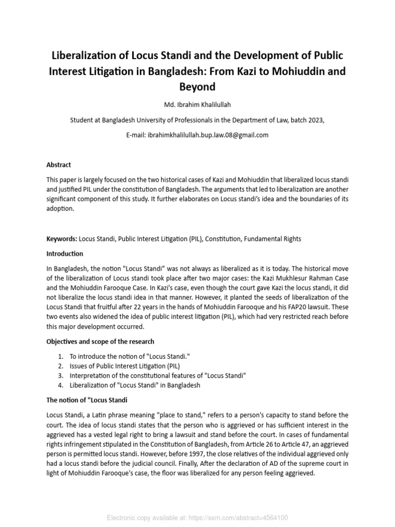Liberalization of Locus Standi and The D | PDF | Standing (Law ...
