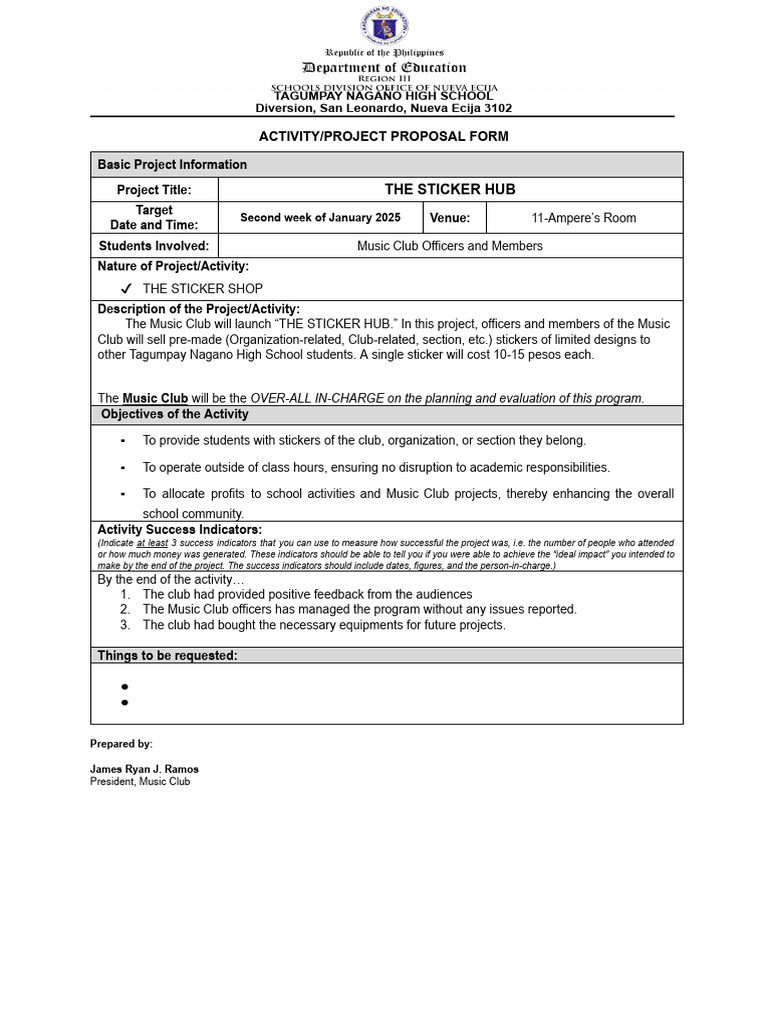 Project Proposal Stickers | PDF