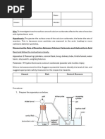 Practical 9 - The Effect of Concentration On Reaction Rate | PDF | Hydrochloric Acid | Chemistry