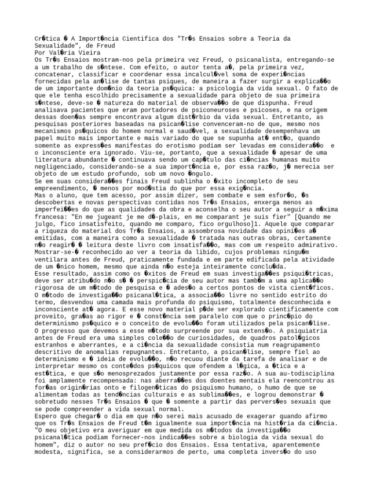 Ferenczi e A Importância Cientifica Dos Três Ensaios Sobre A Teoria Da Sexualidade de Freud ...