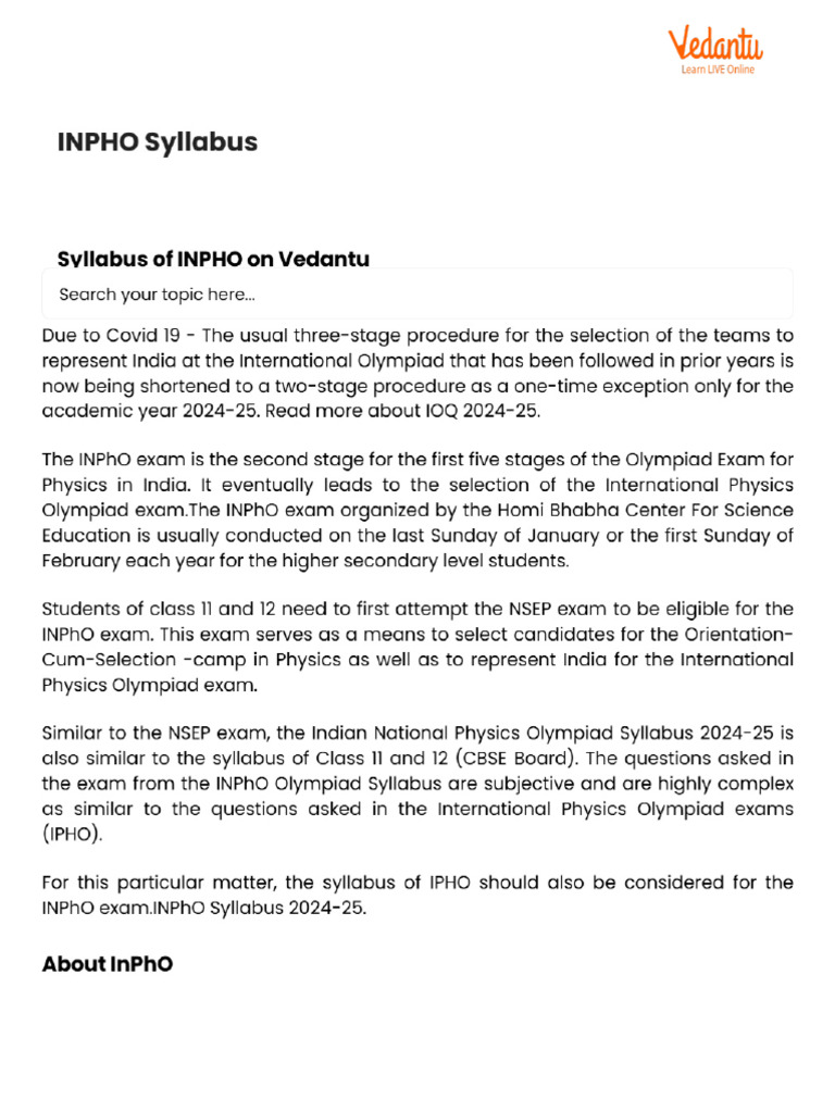 INPHO Syllabus | PDF