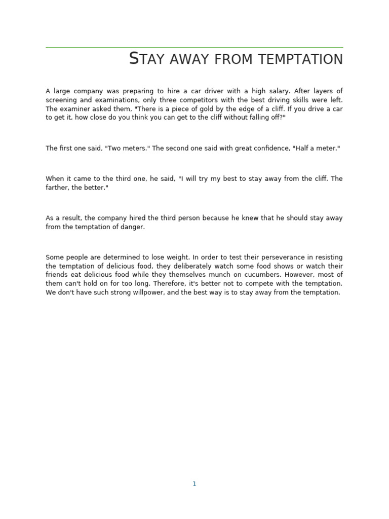 Avoiding Temptation for Success | PDF