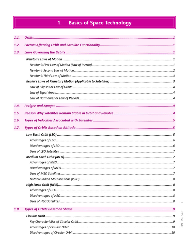 PMFIAS-SciTech-01-Space-Science | PDF | Force | Orbit